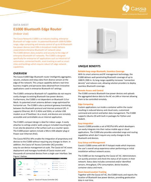 E1000 Bluetooth Edge Gateway - Cassia Networks