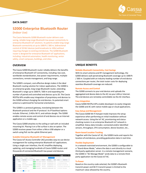 S2000 Enterprise Bluetooth Gateway - Cassia Networks